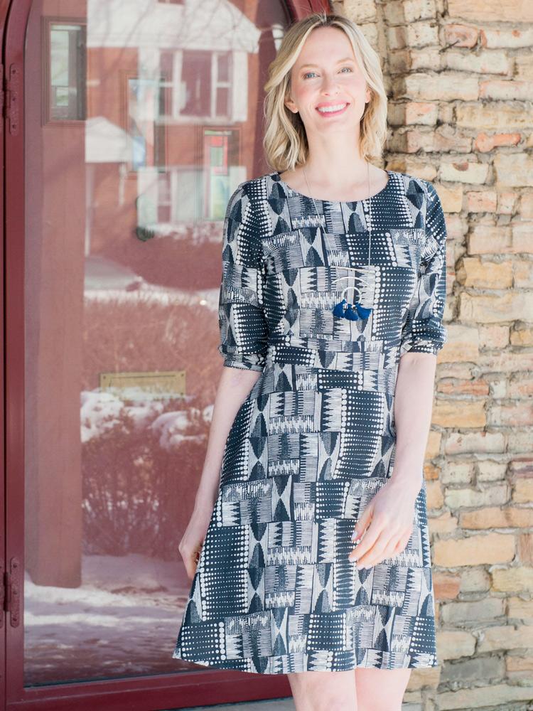 Cezanne Dress Black Geo - Fair Trade Dresses | Mata Traders