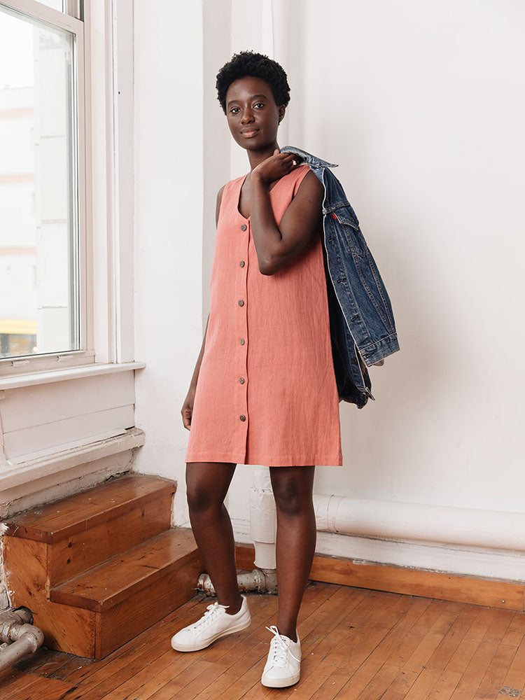 Jacklyn Shift Dress Rose Linen - Fair Trade Dresses | Mata Traders