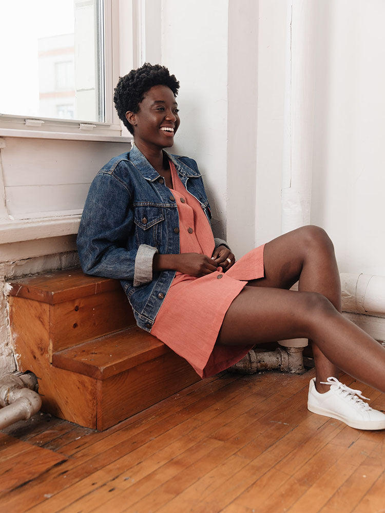 Jacklyn Shift Dress Rose Linen - Fair Trade Dresses | Mata Traders