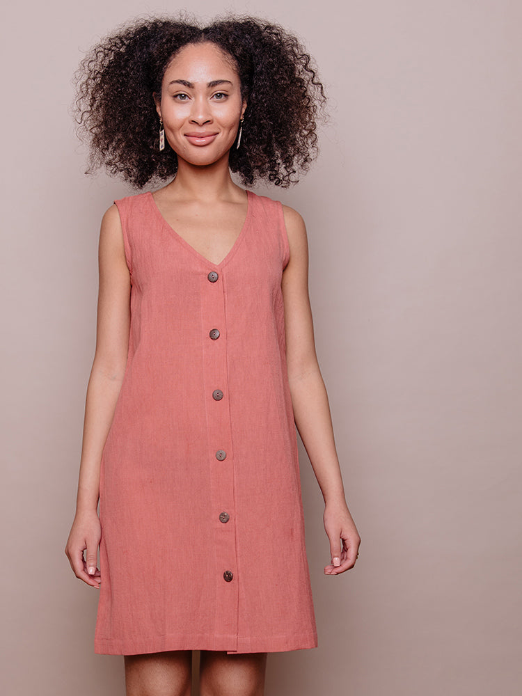 Jacklyn Shift Dress Rose Linen - Fair Trade Dresses | Mata Traders