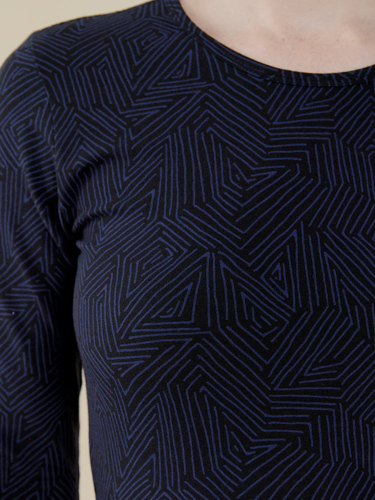 Mumbai Maxi Dress Lined Print Tree Rings | Fair Trade | Mata Traders