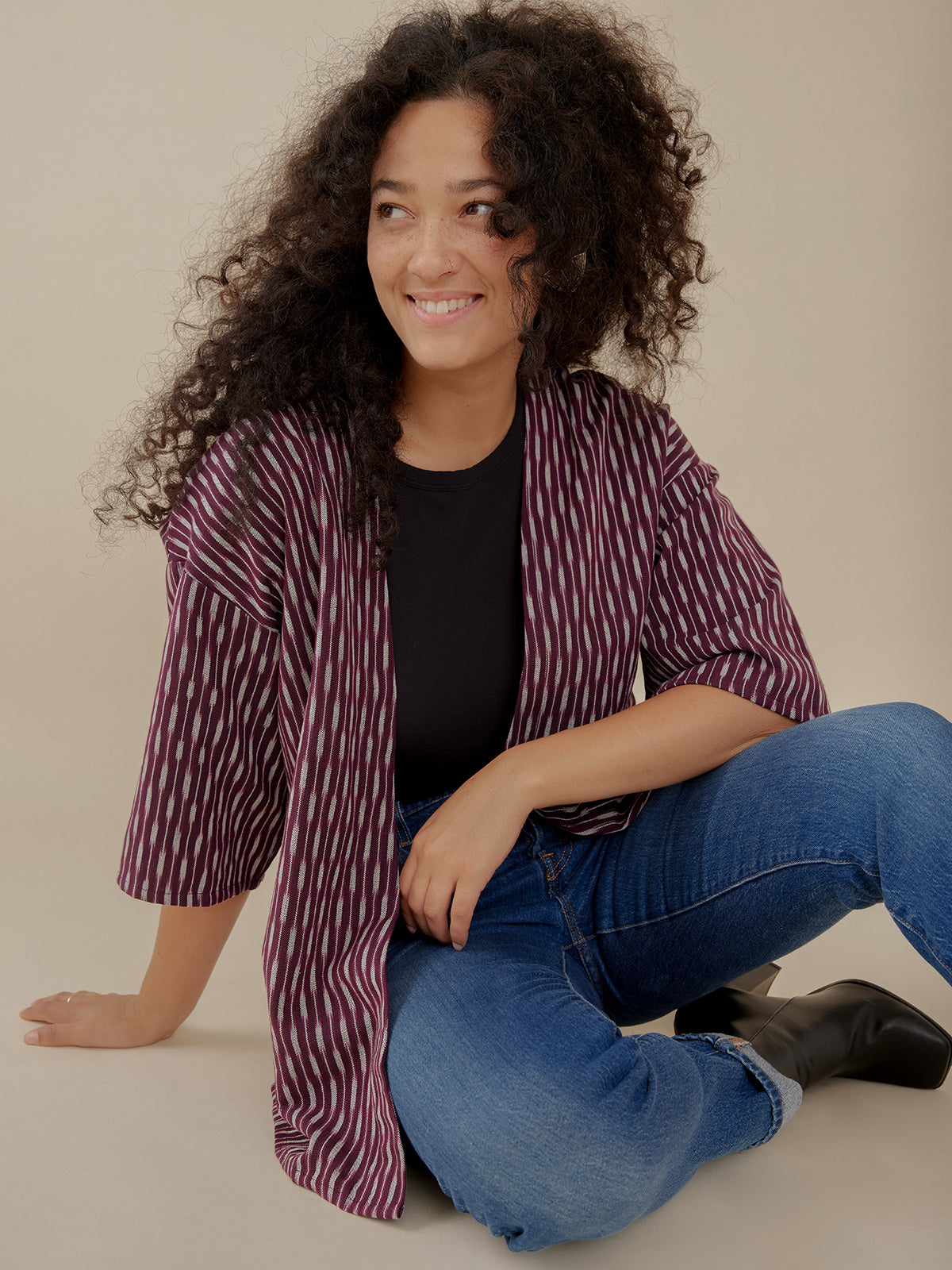 Women's Plum Ikat Relaxed Jacket | Fair Trade | Mata Traders