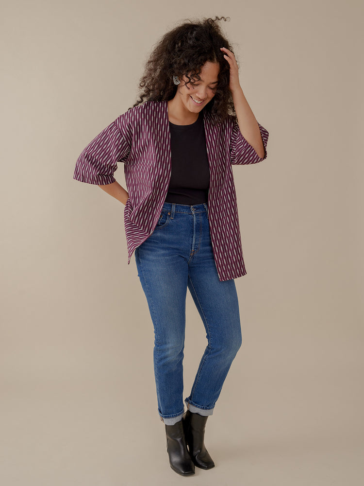 Women's Plum Ikat Relaxed Jacket | Fair Trade | Mata Traders