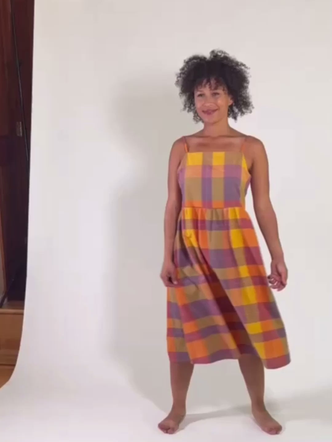 Ivy Midi Dress Yellow Plaid - Fair Trade Dresses | Mata Traders