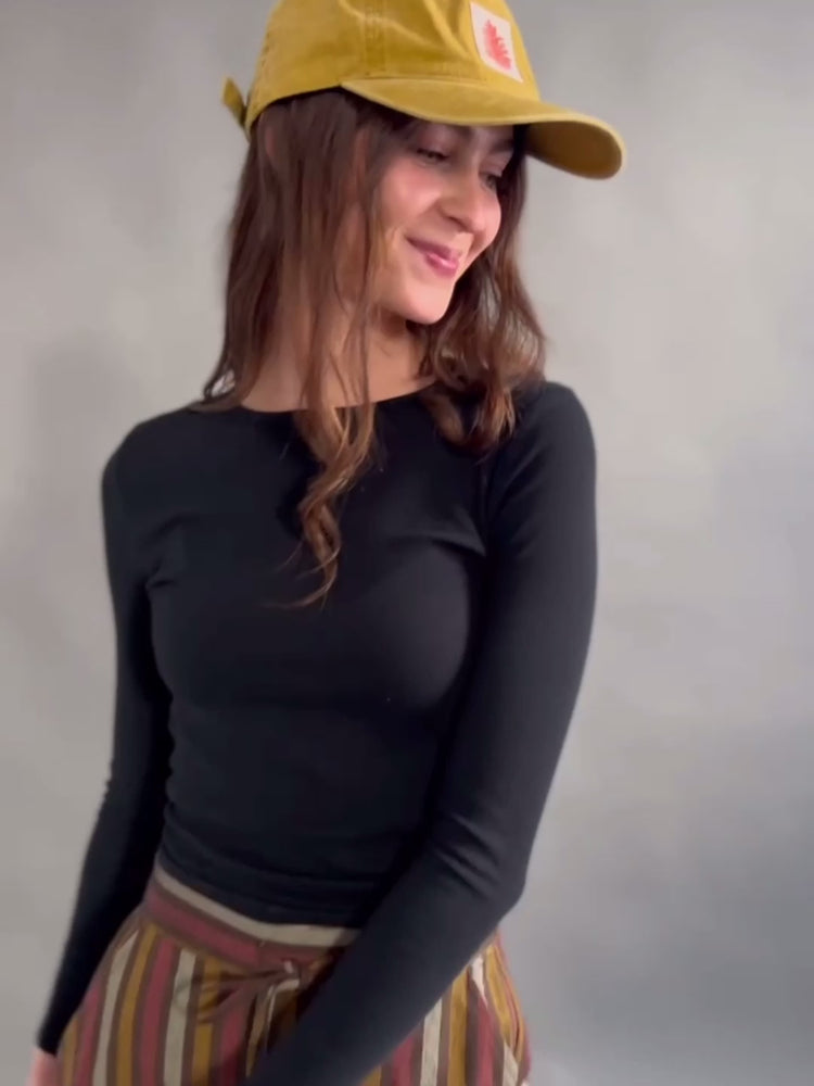 Emmy Drawstring Pant Chocolate Stripe - Fair Trade Clothing | Mata Traders