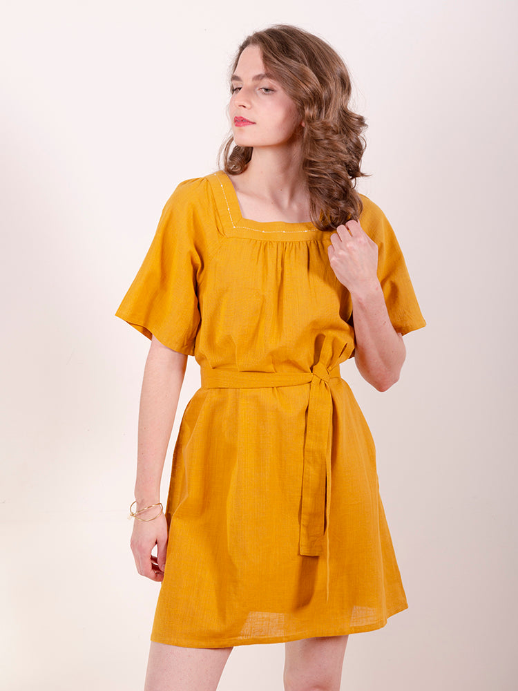 Alexis Mini Dress Turmeric - Fair Trade Dresses | Mata Traders